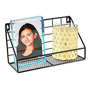 Home-X Rustic Metal Wall Floating Shelf, Small Floating Shelves for Wall, Hanging Shelf for Bedroom, Bathroom, Kitchen-9”Lx4”Wx5.5”H