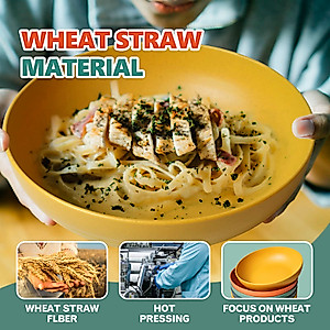 Teivio 8.4" Large Plastic Pasta Bowls Salad Bowls Reusable, 45 oz Pasta Serving Bowl Set of 8, Wheat Straw Serving Plate Bowls for Pasta, Salad, Cereal, Soup, Dishwasher Safe, Autumn Multicolor