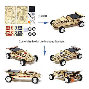 TOYLOGS Solar Wooden Race Model Car Kit - STEM Projects for Kids Ages 8-12 - DIY Science Toys 3D Puzzle Toy Educational Building Mechanical Set Gift for Girls and Boys