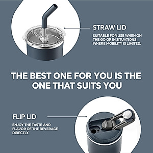 Ideus 14oz Stainless Steel Leak Proof Tumbler, Insulated Coffee Mug with Lid and Straw, Spill Proof Travel Coffee Cup, Double Wall Vacuum Flask for Adult Men and Women, Navy Blue