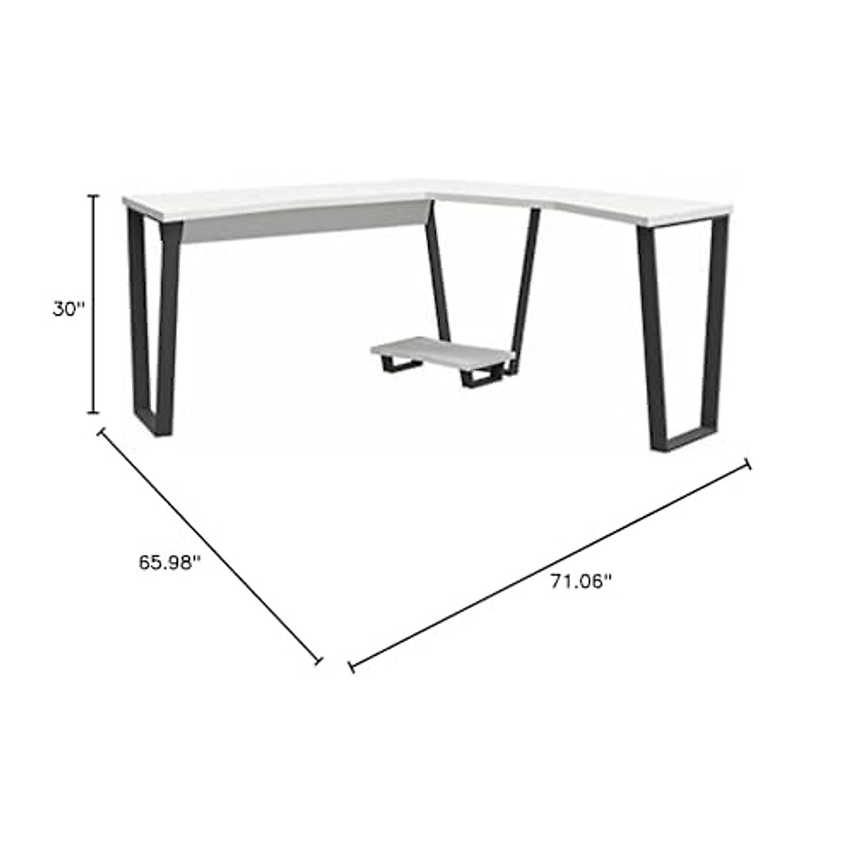 NTENSE Genesis Gaming L-Shaped Desk with CPU Stand, Corner Desk, Home Gaming Desk, Writing Workstation, Battle Station, Ergonomic Desk, Space Saving, White
