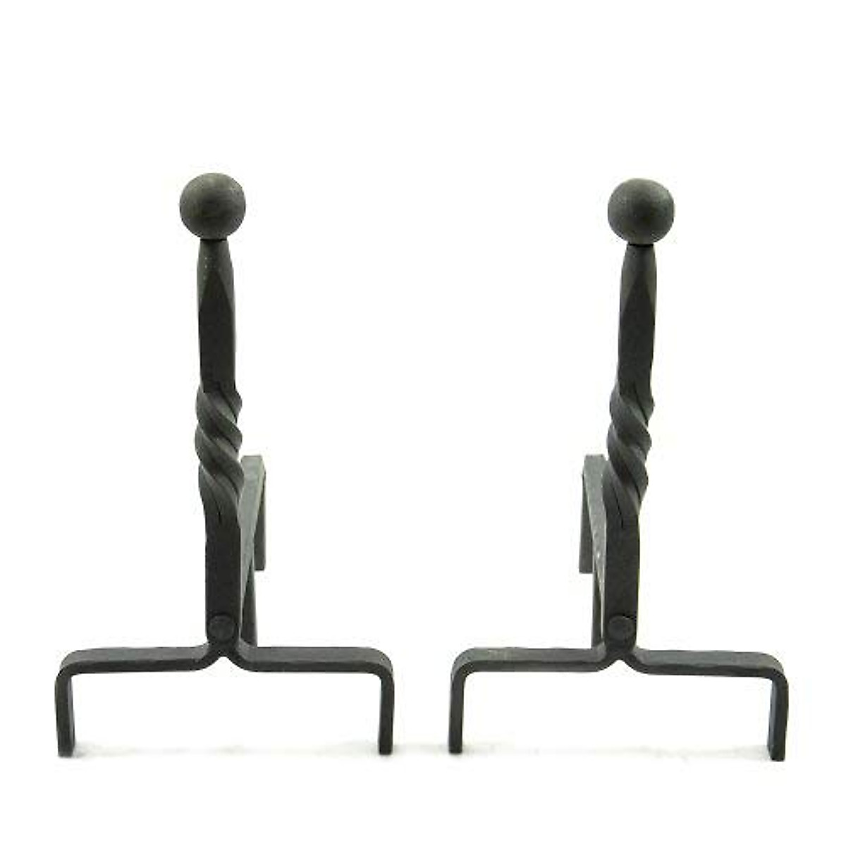Minuteman International Ball End Wrought Iron Fireplace andirons Pair, Black (AND-07)