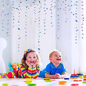 Cheerland Holographic Confetti Garland Iridescent Party Supplies Euphoria Party Decorations Hanging Backdrop Streamers Birthday Banner Disco NYE New Year Eve Party Decorations