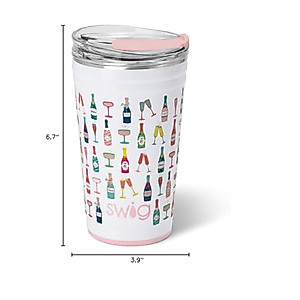 Swig Life 24oz Party Cup, Stackable Insulated Travel Coffee Tumbler with EZ Slider Lid, Cup Holder Friendly Travel Thermos, Stainless Steel 24 oz Tumbler, Reusable Coffee Mug (Pop Fizz)