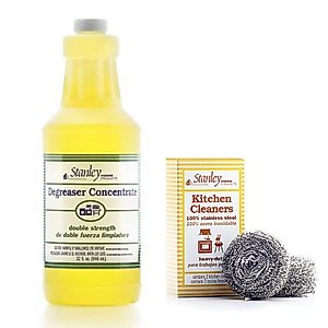 Stanley Home Products Degreaser Concentrate (32 fl. oz.) with Stainless Steel Kitchen & Kettle Cleaner Sponges – Removes Grease & Grime