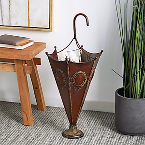 Deco 79 Metal Umbrella Stand, 13" x 13" x 28", Brown
