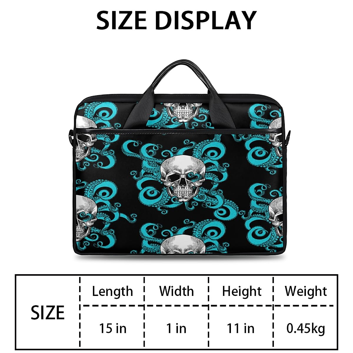 Skull Octopuses Laptop Bag 13-15 Inch Laptop Case Lightweight Computer Briefcase Messenger Bag for Women Men