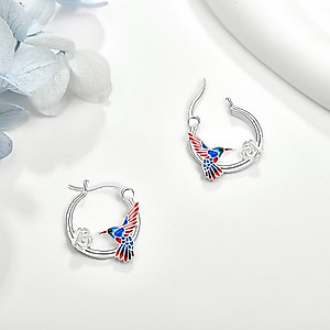 Hummingbird Earrings Sterling Silver Hummingbird Hoop Earrings Hummingbird Jewelry Gifts for Women