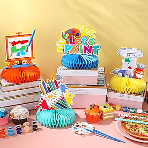 Gersoniel 9 Pieces Paint Party Decorations Art Honeycomb Centerpiece Paint Splatter Party Supplies for Art Painting Theme Birthday Party Baby Shower Decorations