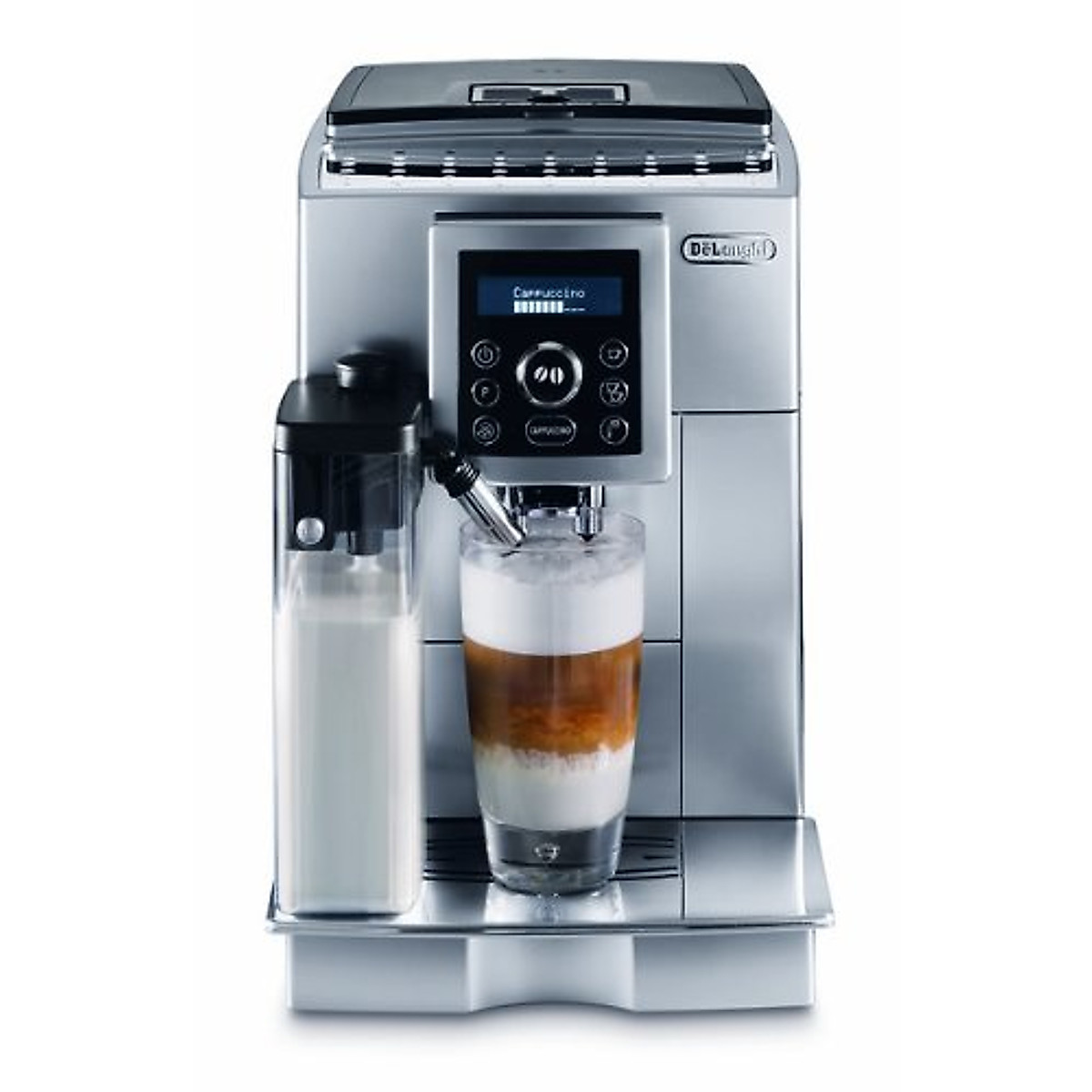 DeLonghi Compact Automatic Cappuccino, Latte and Espresso Machine, Silver