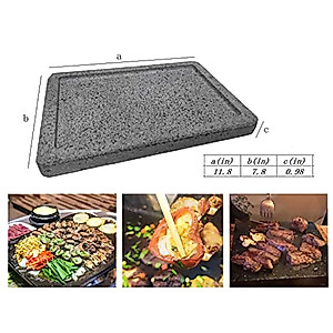 Lava Grill Steak Lava Stone,Lava Hot Stone,Grilling Stone,Tabletop Grill Cooking Stone,11.8x7.9 x1in Steak Lava Stone Stone Grilling Plate for Oven and Barbecue Cooking Meat,Fish,Vegetable and Pizza