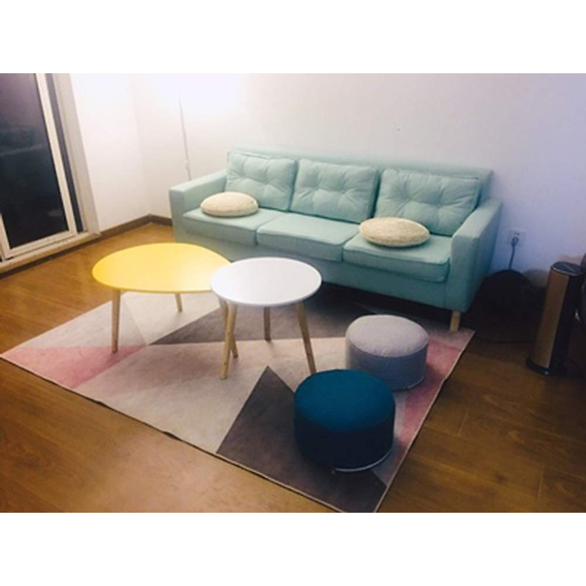 JINGXIN Cotton & Linen Floor Seating Pad Round Futon Stool Case Washable - Diameter 15 inch,Beige