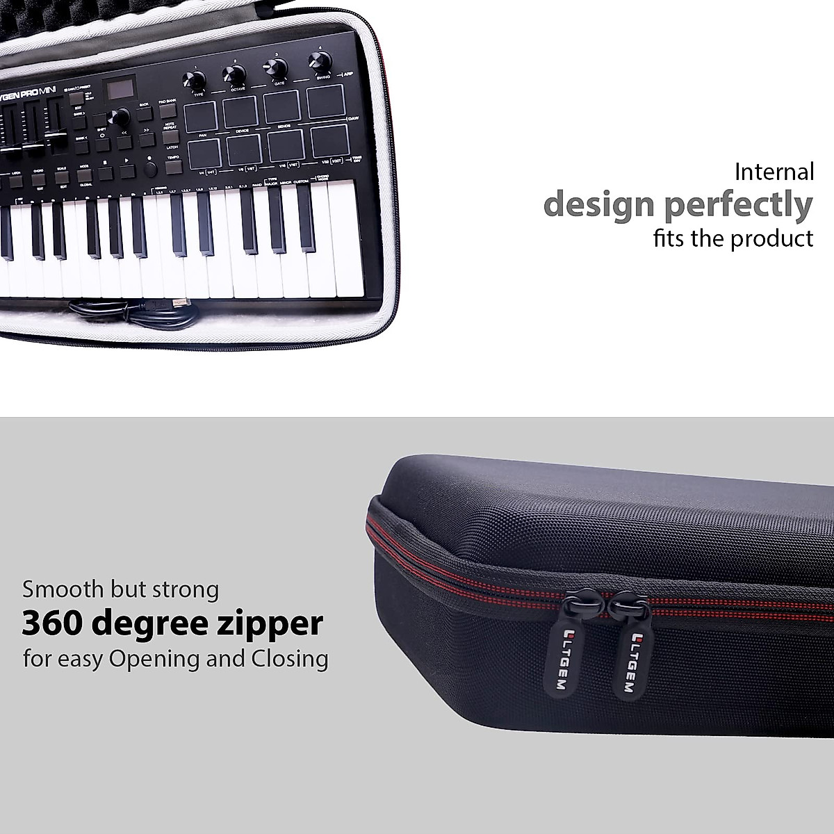 LTGEM Hard Case for M-Audio Oxygen Pro Mini – 32 Key USB MIDI Keyboard Controller