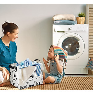 HIYAGON Cat Basket Cute Toy Storage Basket Bin Organizer Box Kids Gift Basket Empty Rectangular Cat Room Decor for Home Books(Bowknot Cats)