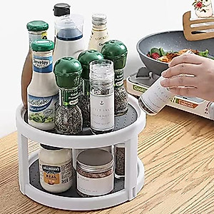 CheeseandU 2 Tier Lazy Susans Turntable - 10 Inch Pantry Cabinet Lazy Susan Storage Turntable Space Saving Rotating Spice Rack for Spices, Condiments, Baking, Bathroom