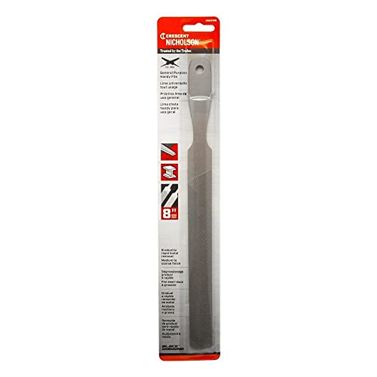 Crescent Nicholson 8" Rectangular Double/Single Cut Handy File - Carded - 06601NN