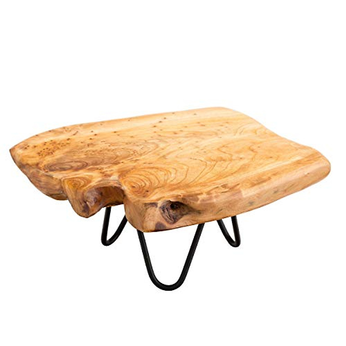 TJ Global Natural Edge Wooden Stand with Hairpin Legs for Displaying Cakes, Plants, Candles, Decor (L9 x W8.5 x H4)