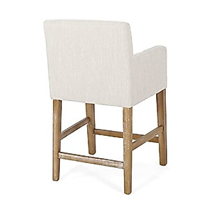 Christopher Knight Home Armga Upholstered 26 inch Counter Stool - Beige/Weathered Brown