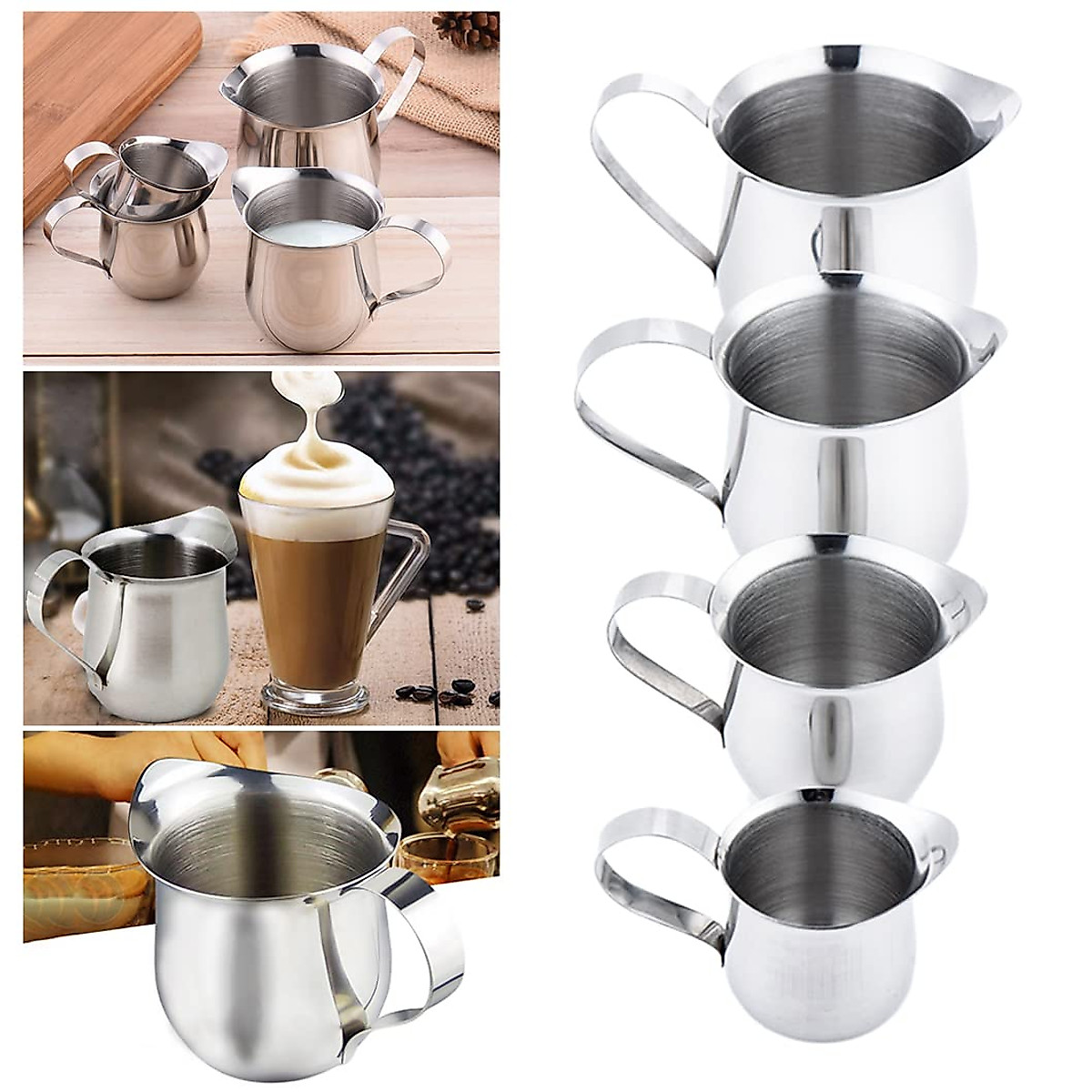 Rolin Roly 90ML Milk Frothing Pitcher Stainless Steel Small Bell-Shaped Creamer Coffee Jug for Barista Cappuccino Espresso Cups Latte Art Pitcher