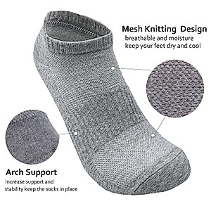 Luriesal Women's Cushioned No Show Socks Athletic Cotton Short Socks Arch Support Mesh Ankle Socks 6 Pairs