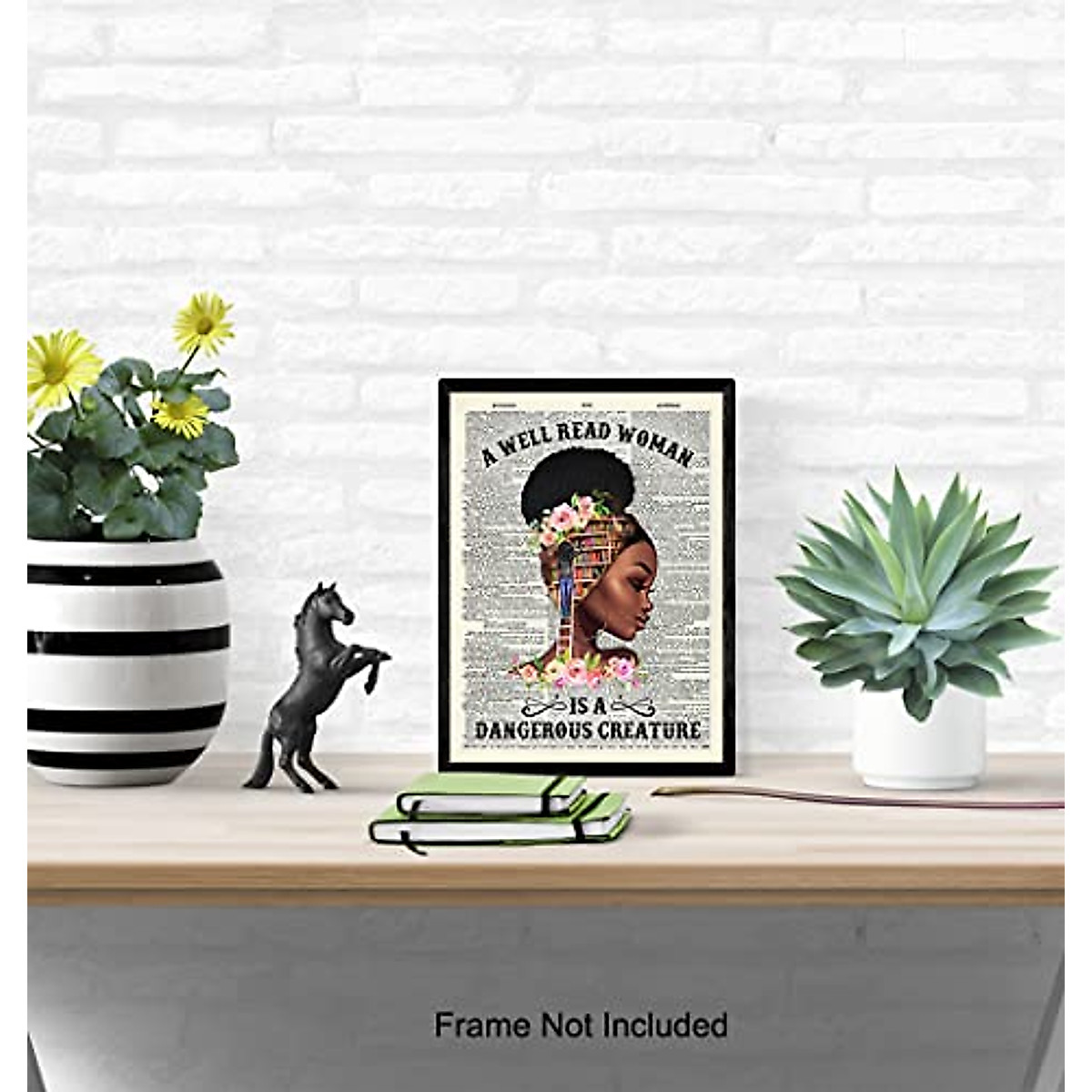 African American Wall Art - Classroom Decor - Never Underestimate a Girl With a Book - Black Woman Poster - African American Girl Women, Black Women - Motivational Wall Decor - Black Art