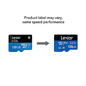 Lexar High-Performance 633x 256GB microSDXC UHS-I Card with SD Adapter, C10, U3, V30, A1, Full-HD & 4K Video, Up To 100MB/s Read, for Smartphones, Tablets, and Action Cameras (LSDMI256BBNL633A)
