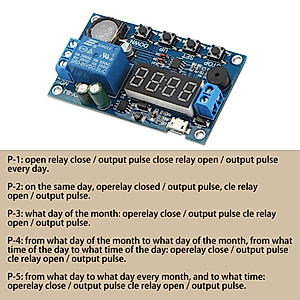 Acxico 1Pcs Real-time Timing Relay Module Switch Control Clock Synchronization Delay Timer Module 24H Timing 5 Time Periods