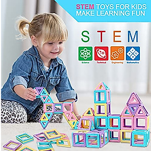 Upgraded Magnetic Tiles Toys for 3 4 5 6 7 Year Old Boys Girls Magnetic Blocks Building Set for Toddlers STEM Learning Toys for Kids Boredom Buster Educational Toys Gifts