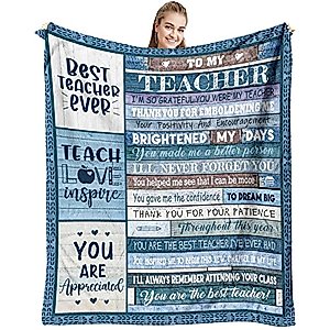 Teacher Gifts for Women, Best Teacher Appreciation Gifts for Mothers Day, Back to School Teacher Gifts, Gifts for Teachers from Students, Thank You Gift for Teacher Throw Blanket 60 x 50 Inch