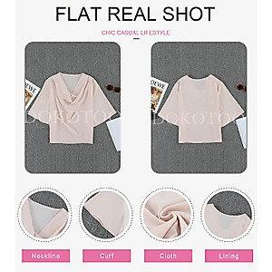 Dokotoo Womens Blouses and Tops Summer Short Sleeve V Neck Solid Color Ladies Wrap Draped Front Business Casual Fashion Chiffon Shirts Dressy Tops for Women Work Spring Clothes 2023 Apricot Medium