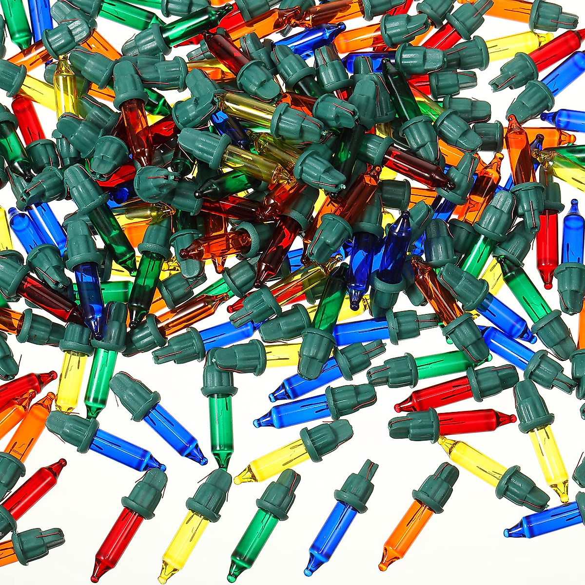 Mudder 100 Pieces 2.5V Replacement Christmas Tree Light Bulbs 50/100/150/200 Count Mini Incandescent Wire String Lights Replacement Bulbs for Xmas Tree Decoration(Black Base with Orange Bulb)