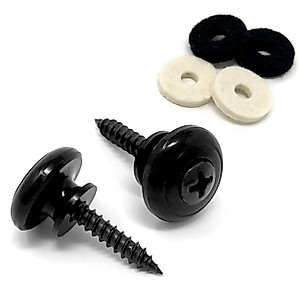 Vintage Forge Guitar Strap Buttons Black Mushroom Head for Guitar and Bass (2) with Screws and Felt Washers Universal Fit for Ibanez, ESP, Schecter, Jackson and more SB110-BLK
