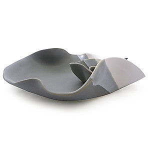 Contemporary Twist Chip and Dip Tray Dish in Grey White, Handmade Pottery