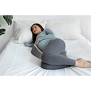 PharMeDoc Pregnancy Pillows for Sleeping Wedge Pillow, Maternity Pillow,Belly Wedge Memory Foam, Pregnancy Must Haves, New Mom Gifts for Women, Velvet Grey Cover