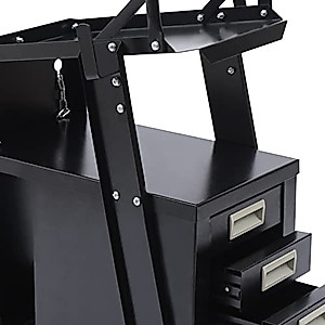 XUANIIIL Rolling Welding Cart with 4 Drawers Cabinet, Professional Welder Trolley with Wheels and Tank Storage, for TIG MIG Welder and Plasma Cutter, Heavy Duty Load Capacity 80kg Black