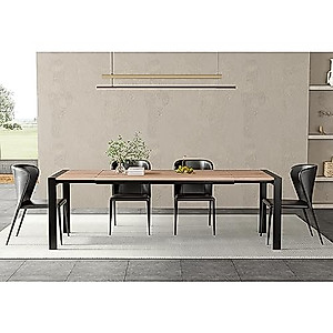 Acanva Modern Expandable Dining Table for 6-8, Rectangle Expansion MDF Material Butterfly Leaves & Sturdy Base, Suited for Living Room, Office & Kitchen, 63”(+31.4) Wx35.5”Dx29.7”H, Oak