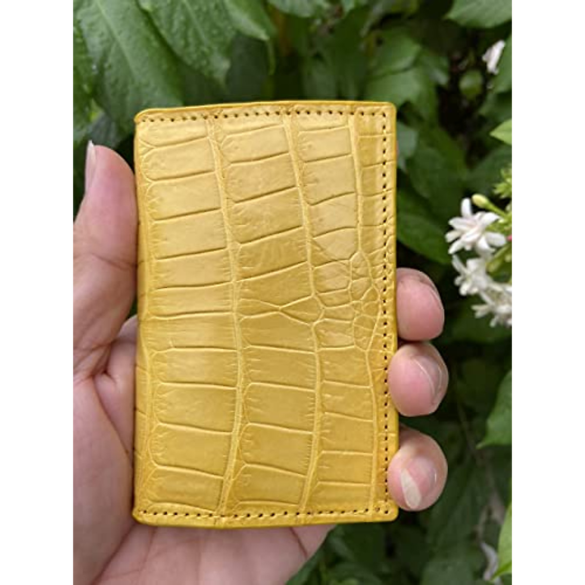 Double side Yellow Crocodile Alligator leather skin Credit Cardholder, leather credit cardcase, leather creditcard cover