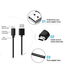 Mirco USB Charger Charging Cable Cord Compatible for TOZO T8 T6 T5 Earbuds,Logitech G635 G935 G633 G930 G933 H600 H800 G633S G933S G533 G430 Pro Gaming Headsets, Logitech Harmony Remote Control [5ft]