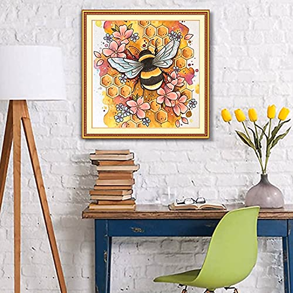YMJD DIY Cross Stitch Embroidery Kit, 11CT Printed Embroidery Kit DIY Cross Stitch Embroidery Kit – Bee 36 x 36 cm