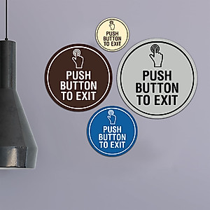 Signs ByLITA Circle Push Button To Exit Sign (Red) - Small