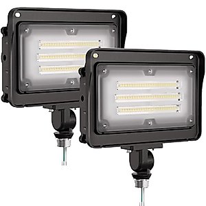 CINOTON 2 Pack 50W UL Listed 7000LM LED Flood Light, Outdoor IP65 Waterproof 5000K Daylight Lights with 180°Knuckle Wall Fixture, Support 110-277V AC Power, Replace [240W HID/HPS] for Yard, Garage
