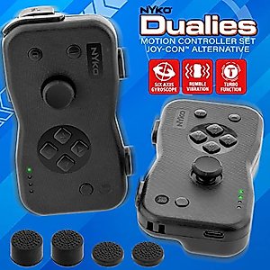 Nyko Dualies Controller Set for Nintendo Switch -Black: Comfortable, Responsive, and Precise Wireless Gaming with Motion Control, USB C Charge Cable. Joycon Alternative