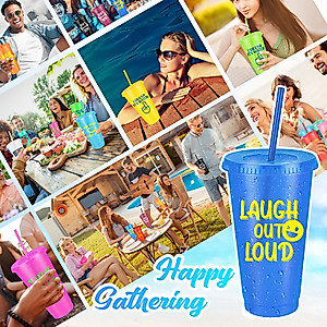 Inbagi Employee Appreciation Gift Cup Tumbler with Straw and Lid Bulk 24 oz Thank You Plastic Tumbler Water Bottle Reusable Colorful Travel Mug for Student Teacher Team Party(48 Packs)