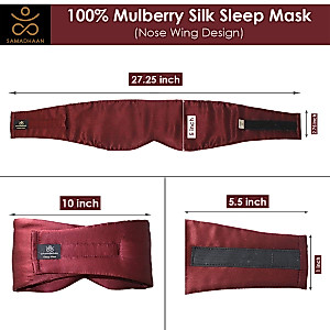 Samadhaan 100% Mulberry Silk Eye Mask for Sleeping - Sleep Face Mask for Side Sleepers Eye Mask for Men Women Adjustable Headband - Blackout Eye Mask for Sleeping - Flight Essentials (Maroon Masks)