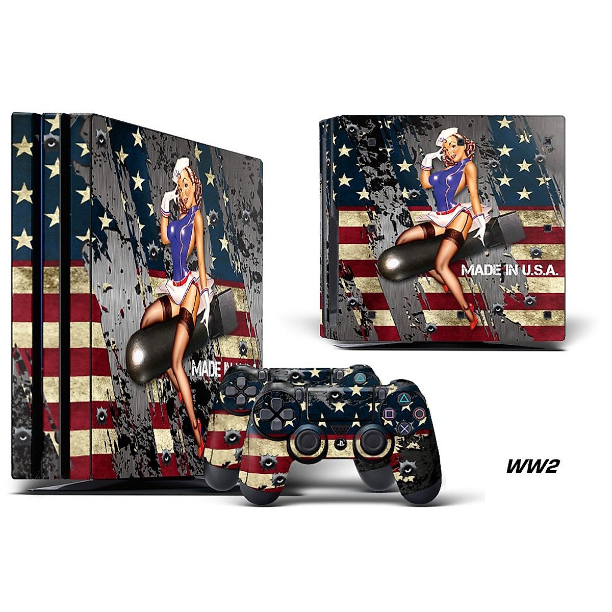 247 Skins Graphics kit Sticker Decal Compatible with PS4 PlayStation 4 PRO and Dualshock Controllers - WW2