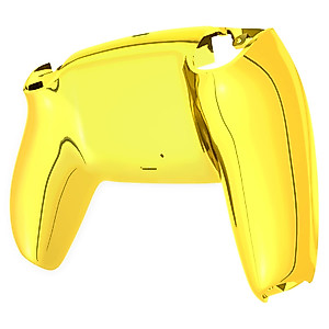 eXtremeRate Chrome Gold Glossy Custom Back Plate Bottom Shell Compatible with ps5 Controller, Replacement Back Shell Cover Compatible with ps5 Controller