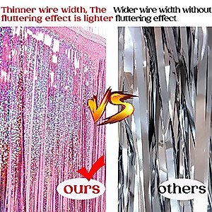 Premium Glitter Pink Fringe Tassel Garland for Party Decorations -4 Layers Thick, 2 Pack | LILF Foil Tinsel Garland Party Streamers for Wedding Birthday Party Christmas Decoration Home Hanging Decor