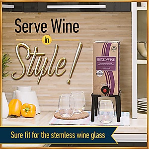Wine Box Stand Drink Dispenser for One-Hand Pouring - Display Boxed Wine Dispenser for Stemless Glasses - Easy to Assemble Wine Holder Stand - Wine Accessories - Drink Dispensers for Parties - 3L Box