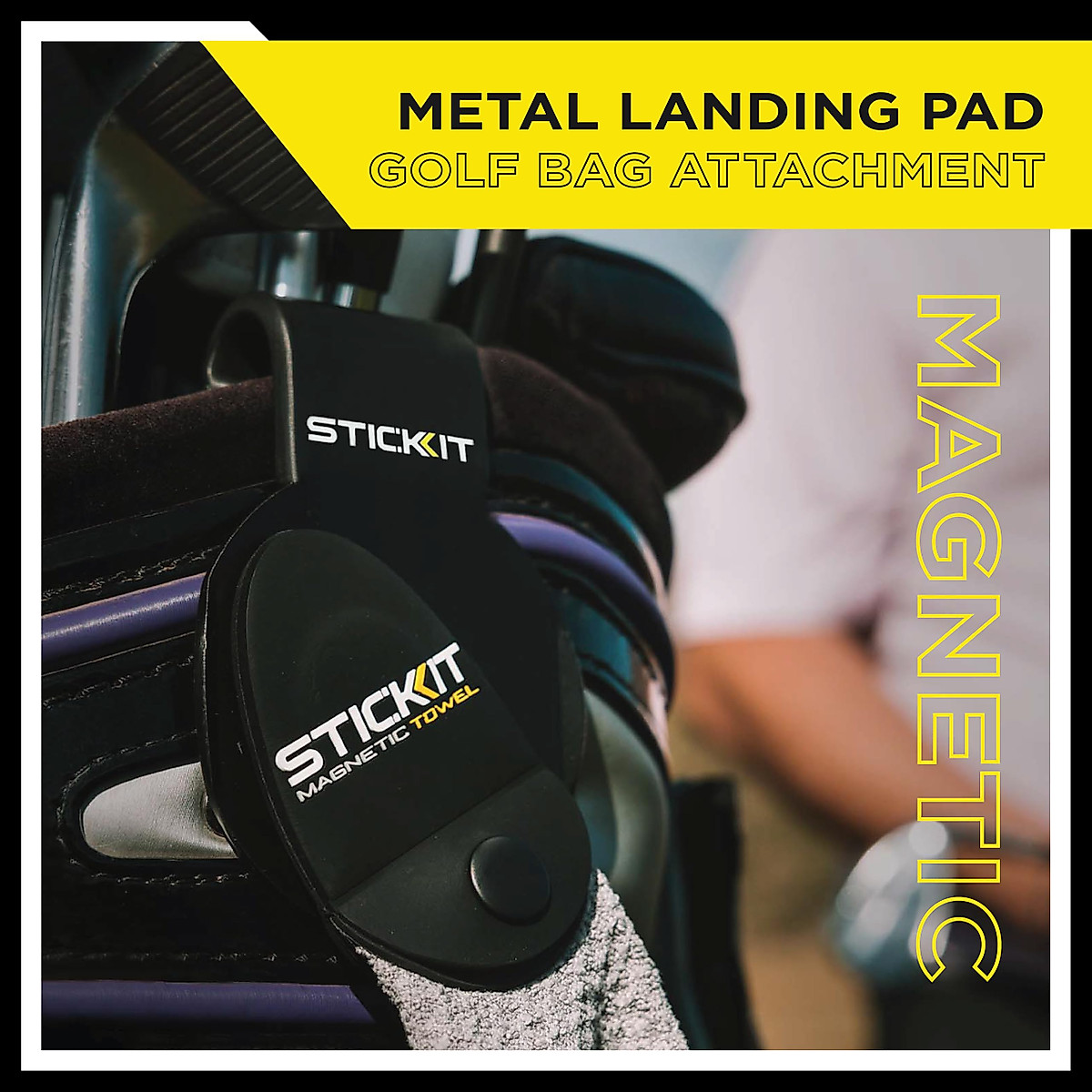 STICKIT Magnetic Golf Towel, Premium 29" Microfiber with Deep Waffle Pockets, Industrial Strength Magnet for Secure Hold to Golf Carts & Clubs, Ultra-Absorbent, Fast-Drying, Easy-Clean Design