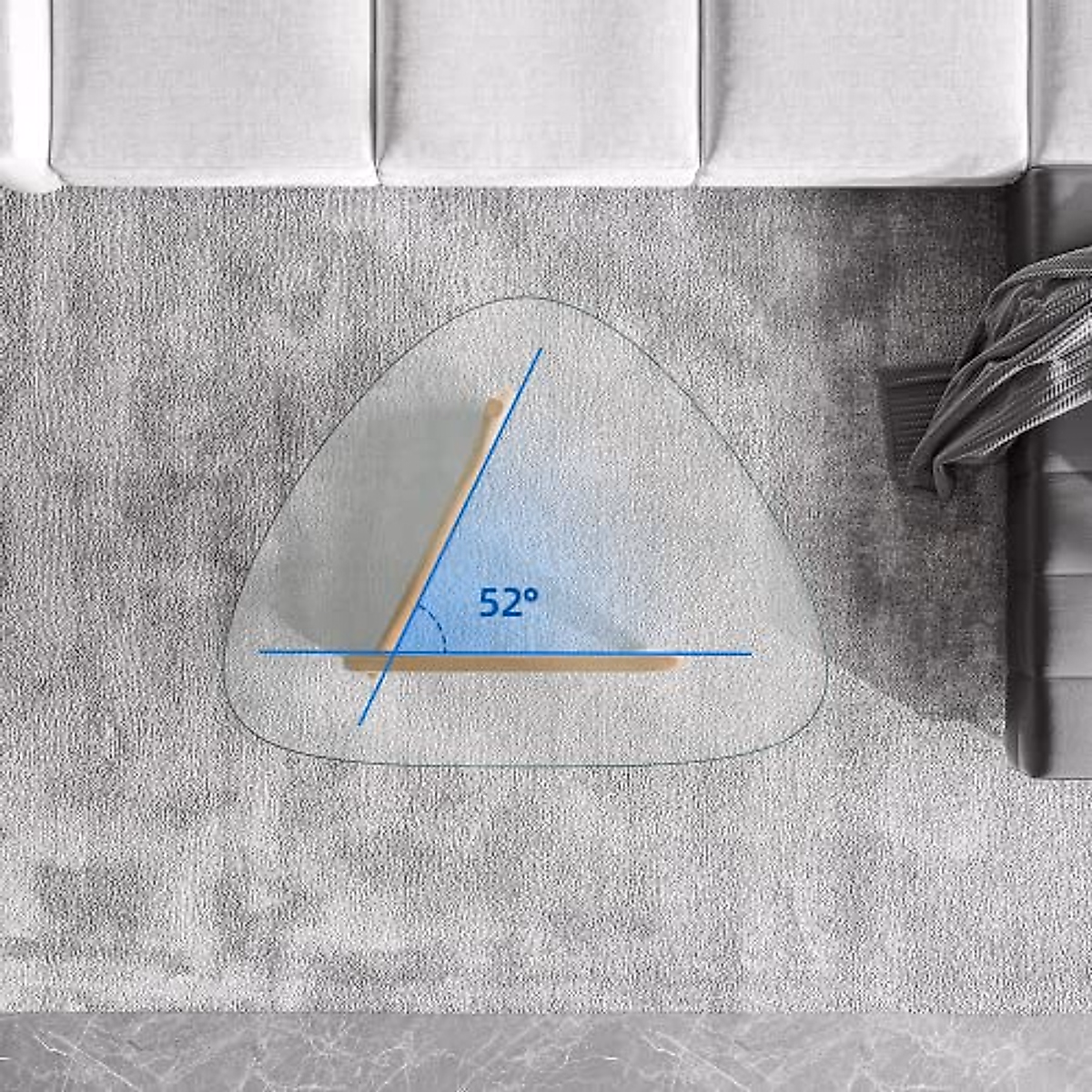 Rimdoc Triangle Glass Coffee Table Modern Noguchi Coffee Table, Vintage Glass, and Wood End Table, Solid Wood Base and Clear Glass Top Accent Coffee Table, for Living Room, Patio(Light Walnut)